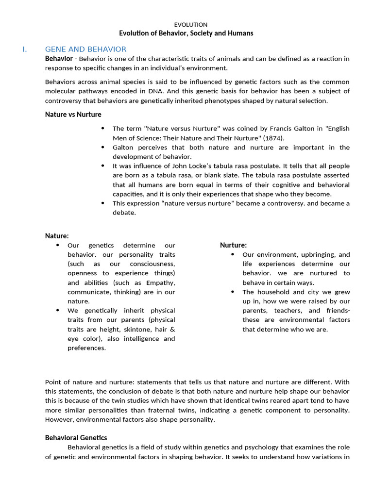 Evolution of Behavior | PDF