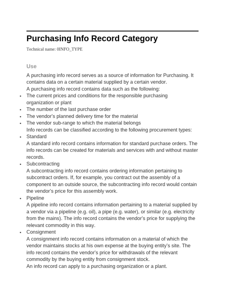 Purchasing Info Records Guide | PDF | Information | Finance & Money ...