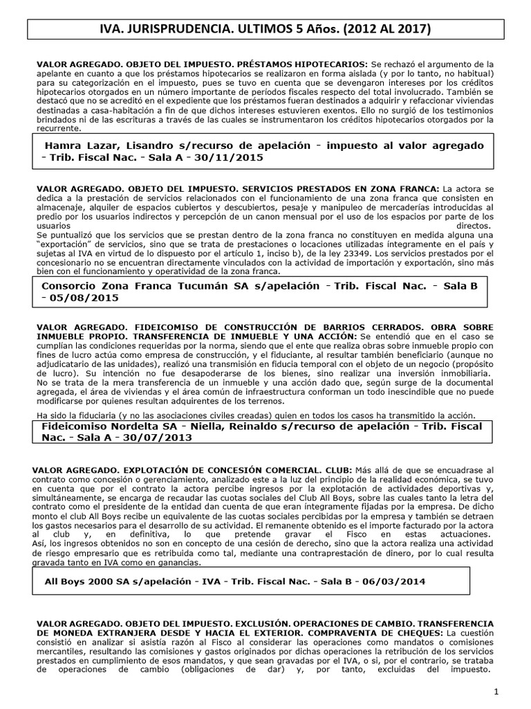 VALOR AGREGADO. Jurisprudencia Compilacion | PDF