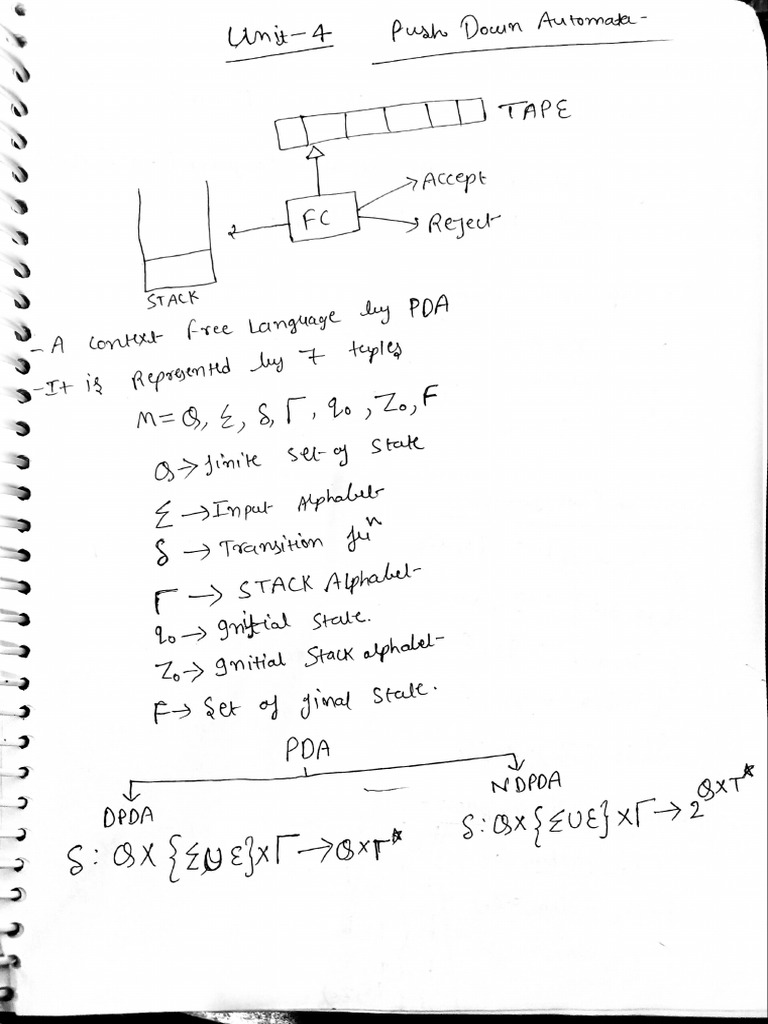 Push Down Automata and Properties of Context Free Language. | PDF