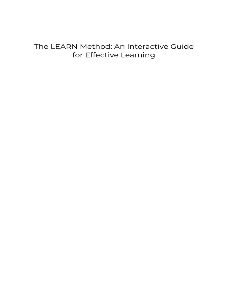 The LEARN Method An Interactive Guide For Effective Learning 1715625008 ...