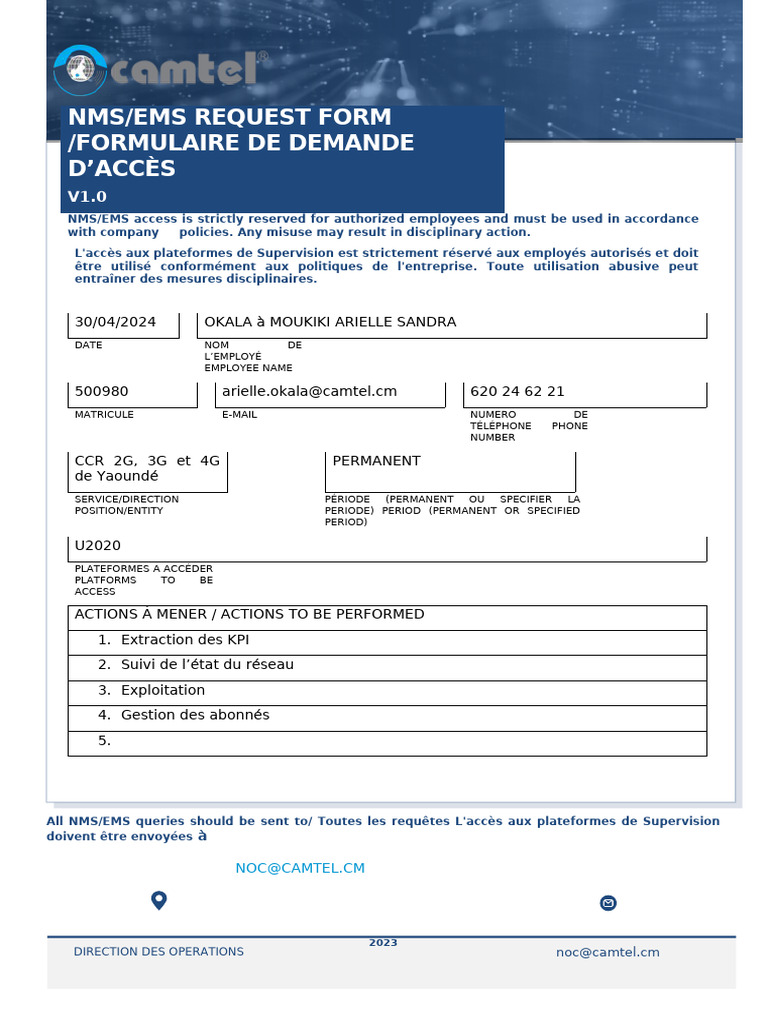 NMS - Ems Request Form 2023 | PDF