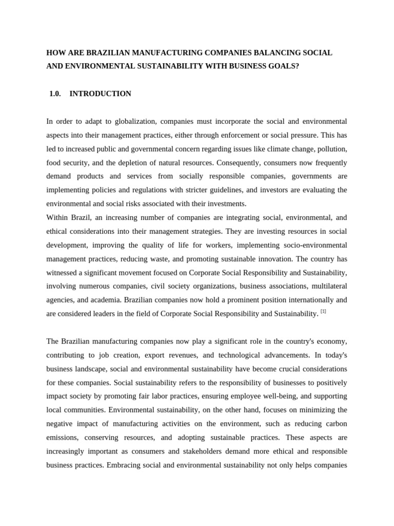 Brazilian Manufacturing: Balancing Sustainability | PDF ...