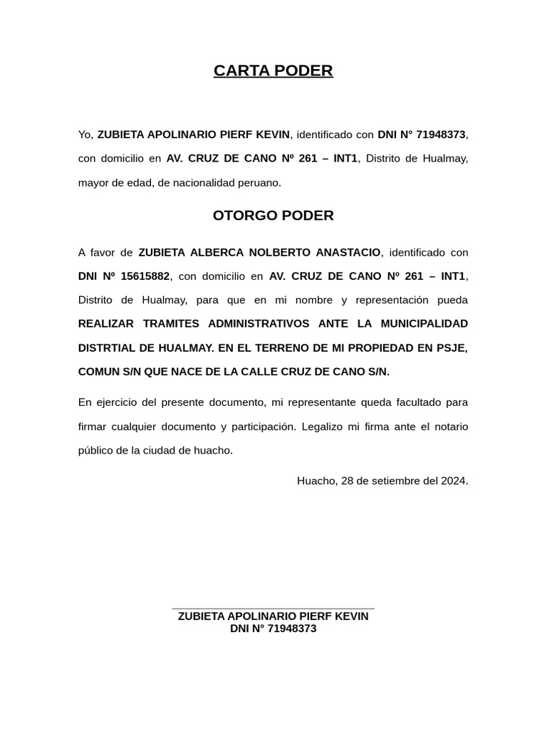 Carta Poder | PDF