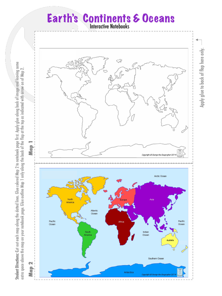 Earth's Continents & Oceans: Interactive Notebooks | PDF