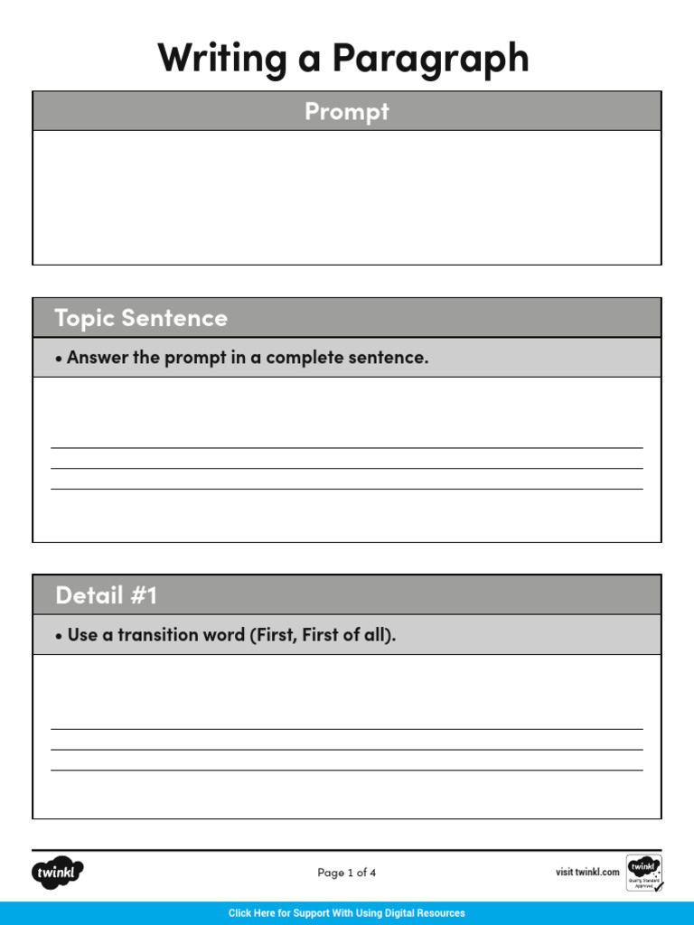 Digital Writing A Paragraph Graphic Organizer For Special Education | PDF