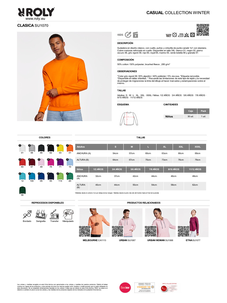 Workima Sudadera Roly Clasica 1070 | PDF