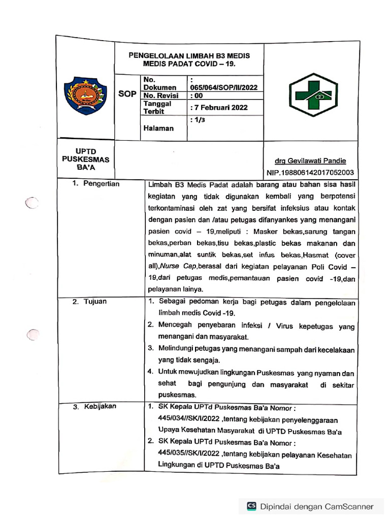 SOP Pengelolaan Limbah B3 | PDF