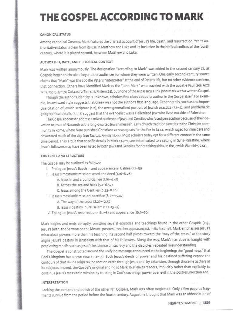 Gospel of Mark | PDF