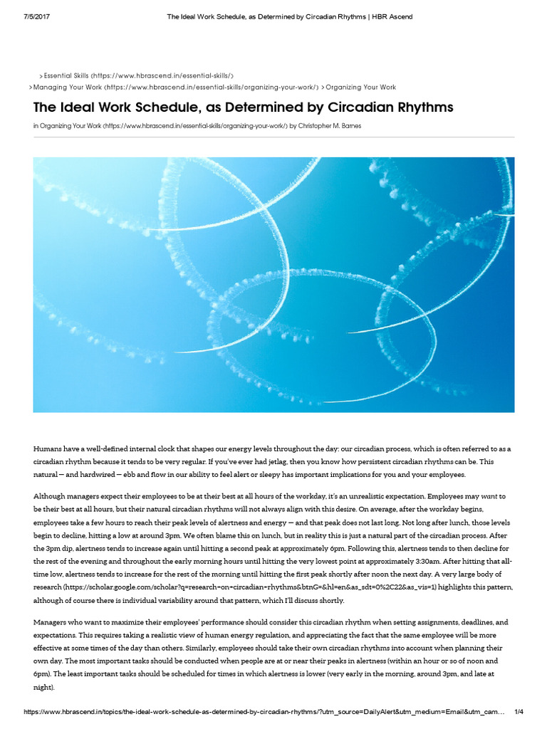 The Ideal Work Schedule, As Determined by Circadian Rhythms - HBR ...