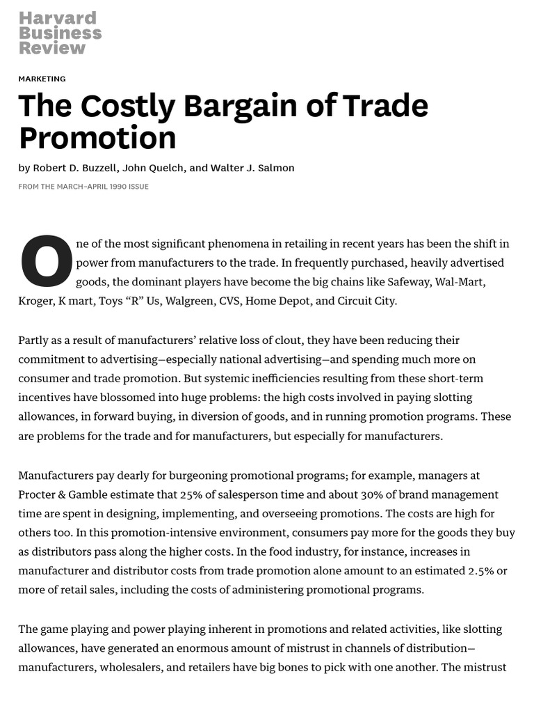 The Costly Bargain of Trade Promotion | PDF