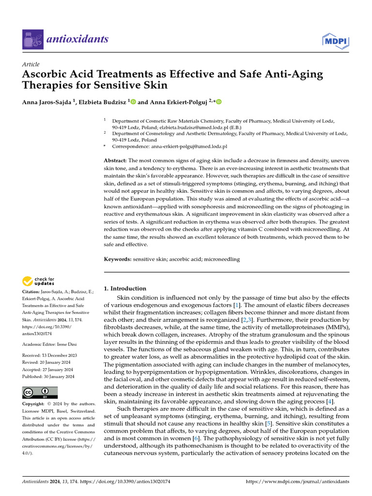 5 Ascorbic Acid Treatments As Effective and Safe Anti-Aging | PDF