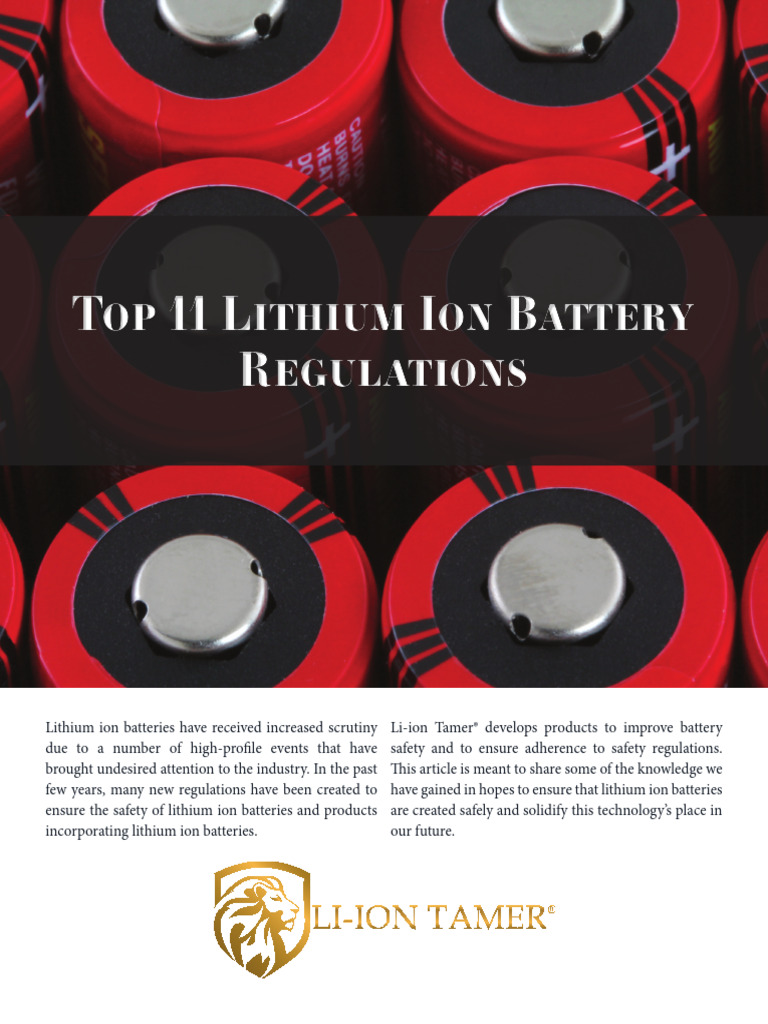 Top 11 Lithium Ion Battery Regulations | PDF