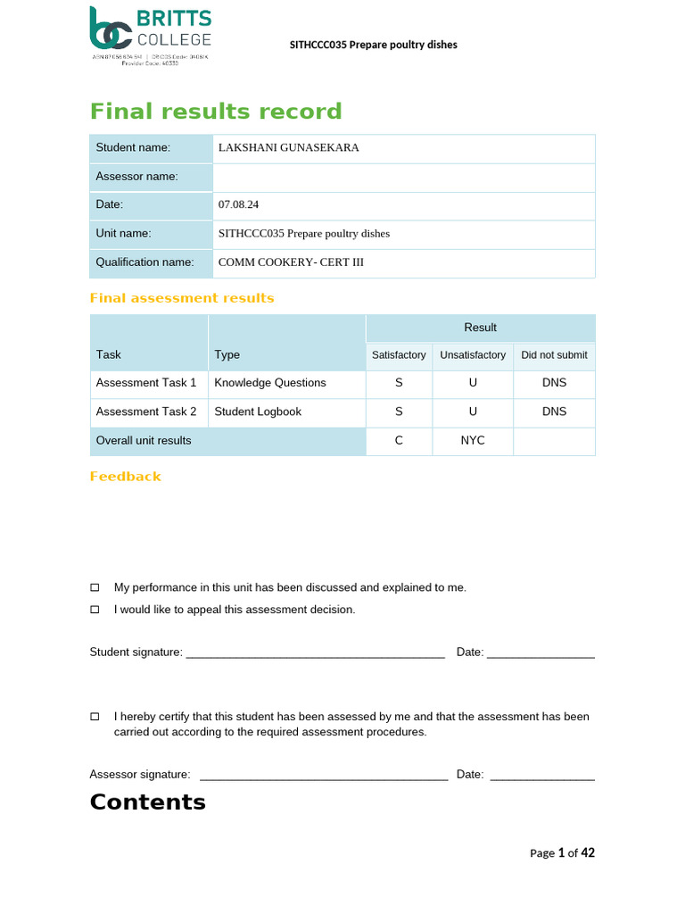 SITHCCC035 Student Assessment Tasks COMP | PDF