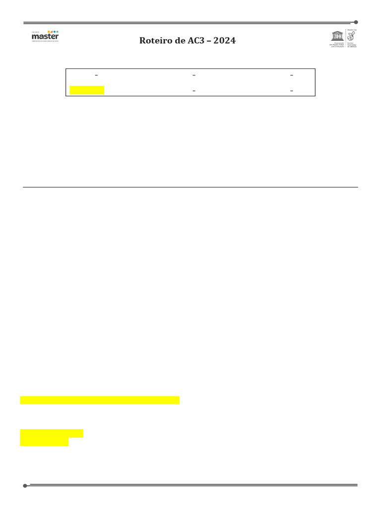 Roteiro de AC3 2 Etapa - 7º MASTER | PDF | Europa | África
