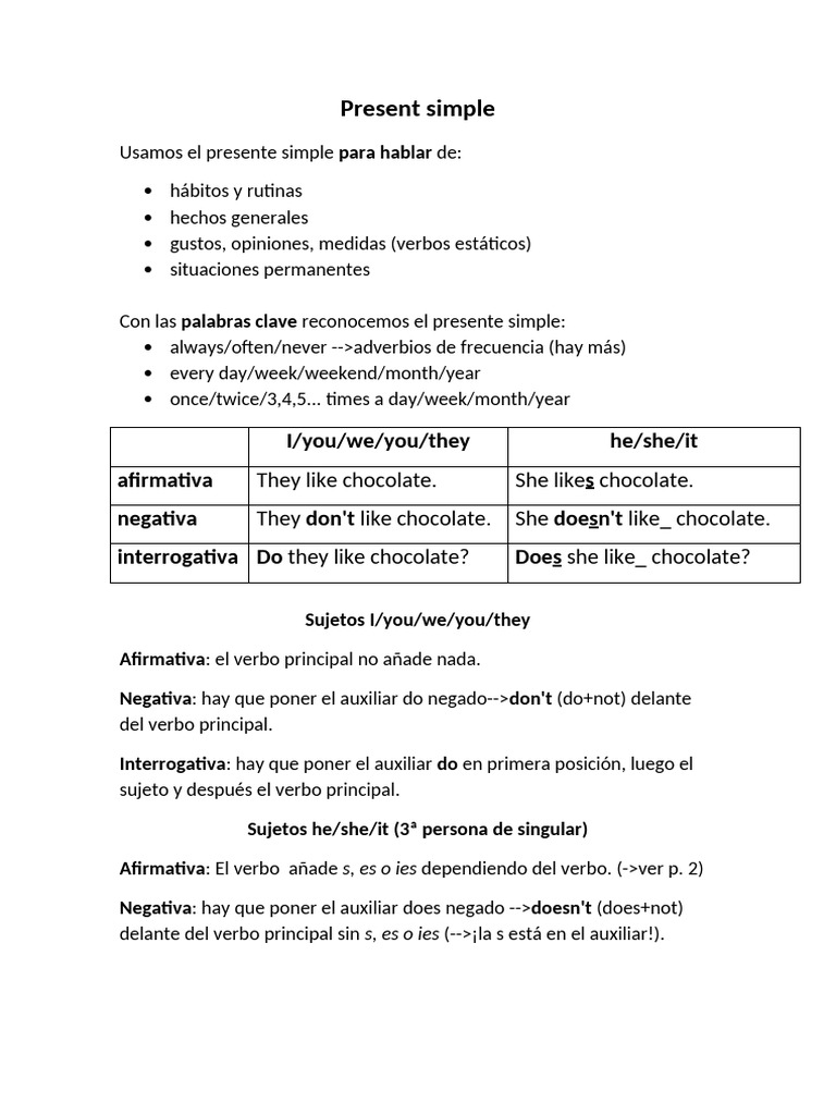 Present Simple Explicación | PDF