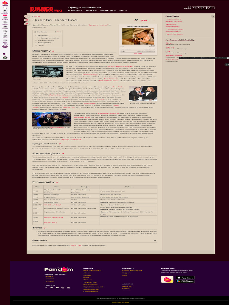Quentin Tarantino - Django Unchained Wiki - Fandom | PDF
