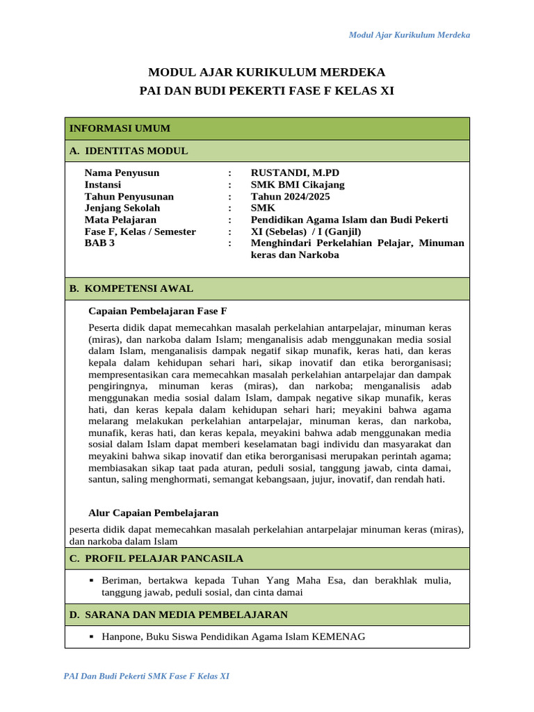 Modul Ajar Pabp Xi Bab 3 Pdf