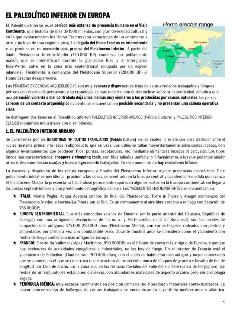 Tema 4. - El - Paleol - Tico - Inferior - en - Europa | PDF