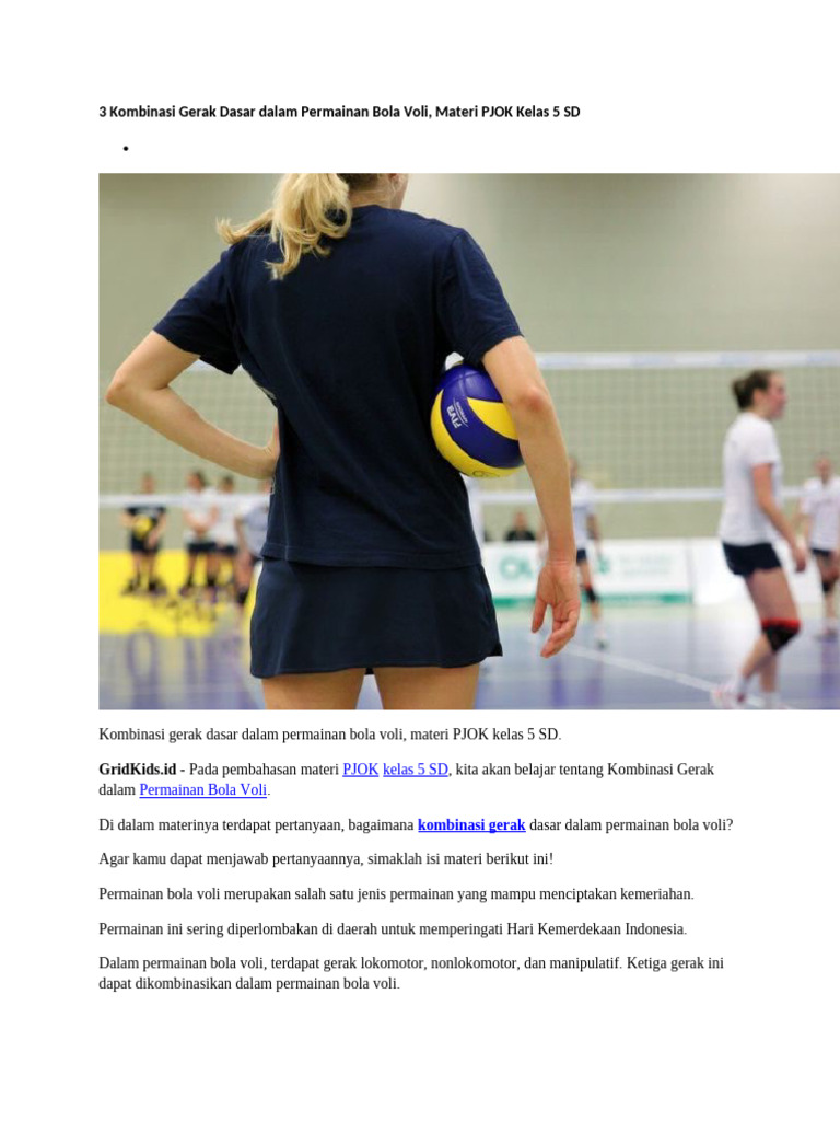 3 Kombinasi Gerak Dasar Dalam Permainan Bola Voli | PDF