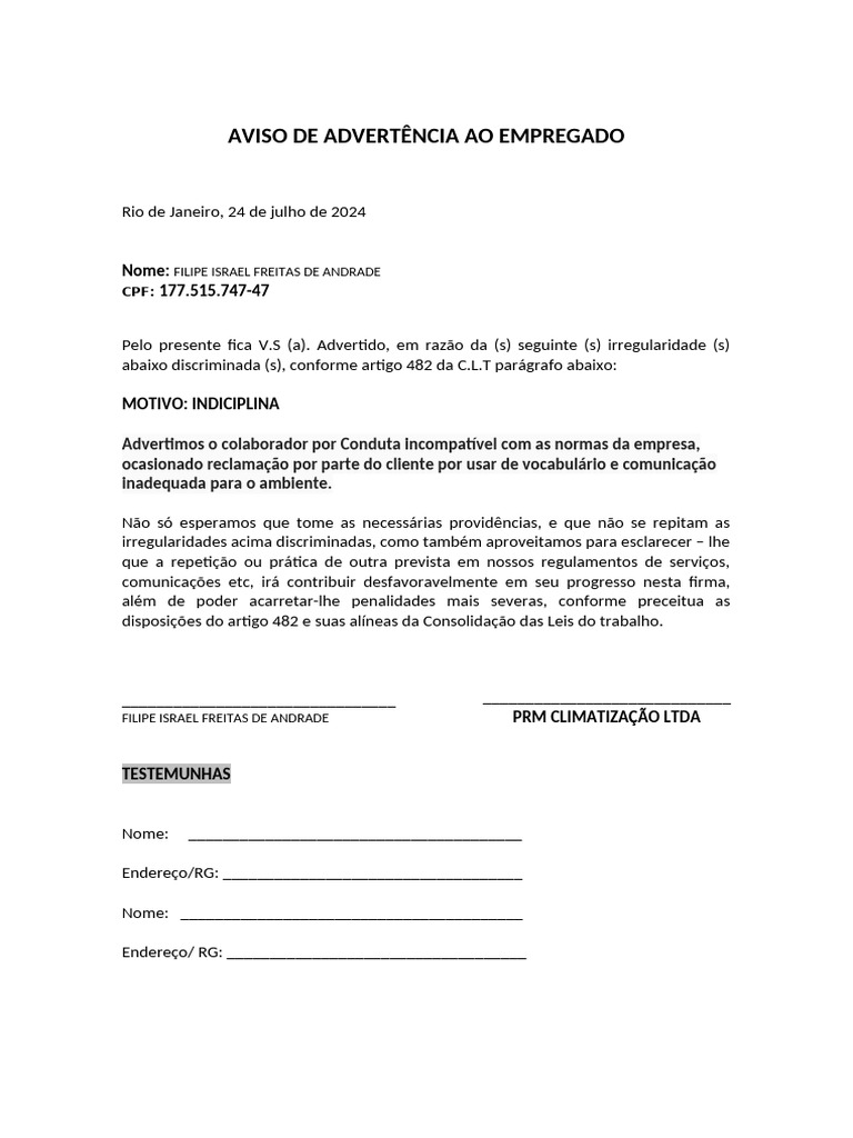 modelo de advertencia | PDF