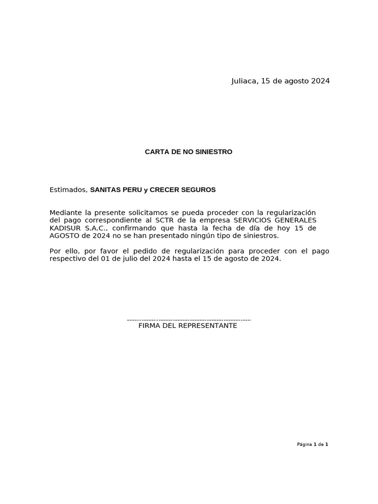 Carta de No Siniestro | PDF