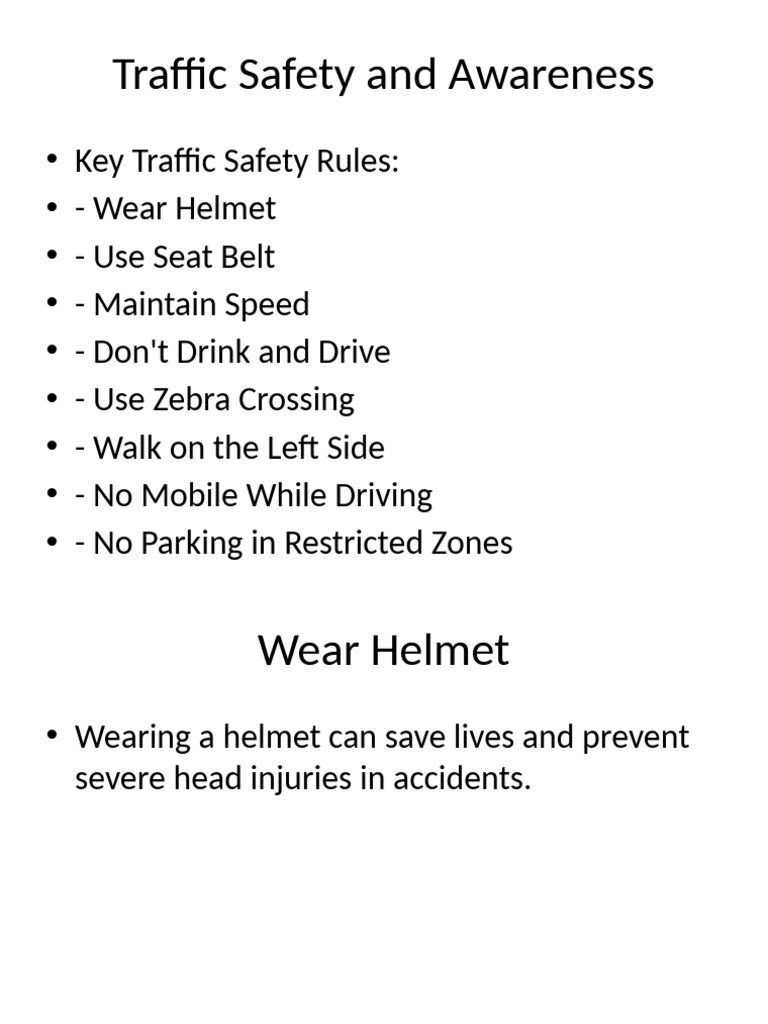 Traffic Safety Awareness Presentation | PDF