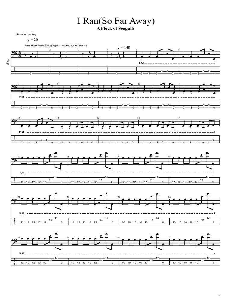 A Flock of Seagulls - I Ran (So Far Away) - Bass Tab 1 | PDF