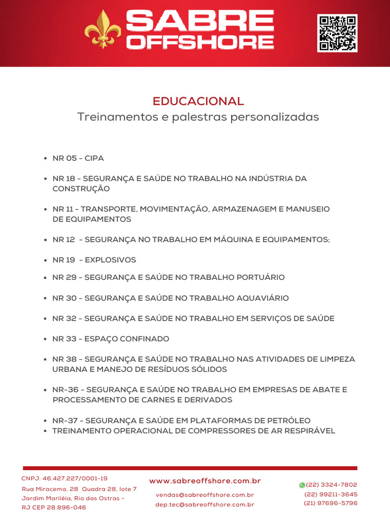 FOLDER TREINAMENTOS [SABRE OFFSHORE] | PDF