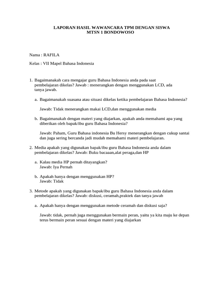 RAFILA Bahasa Indonesia | PDF