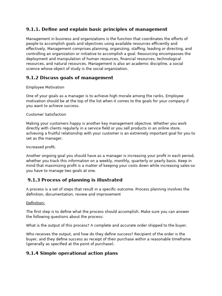 Basic Principles of Management | PDF | Goal | Business