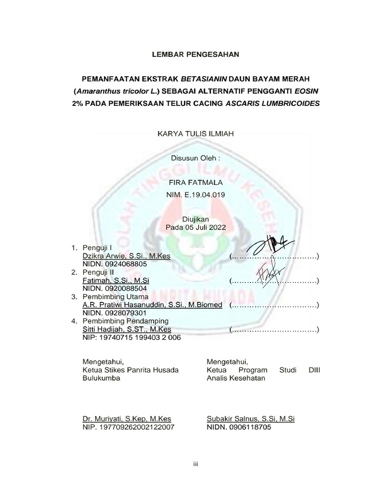 Lembar Pengesahan Fira | PDF