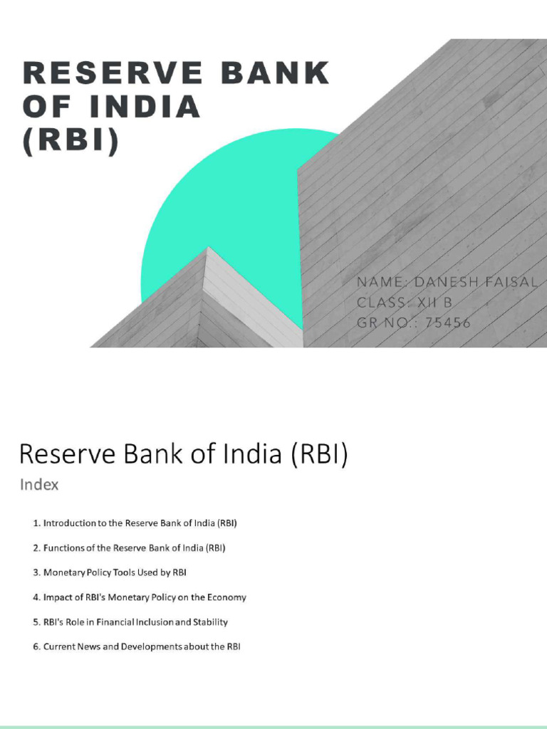 On RBI Economics Class 12 | PDF