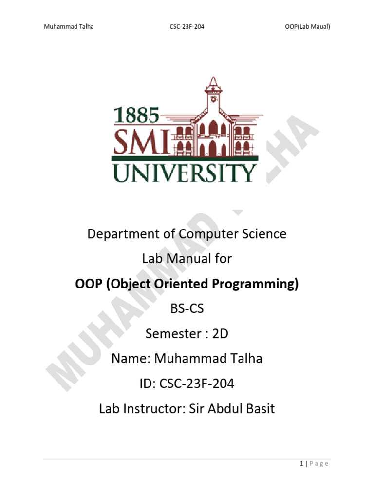 Lab Manual Oop | PDF