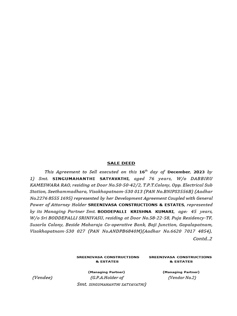 Sale Deed Ground Floor | PDF