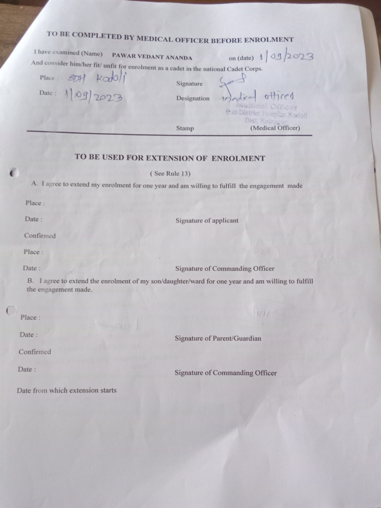 Medical Form Ved Ncc | PDF