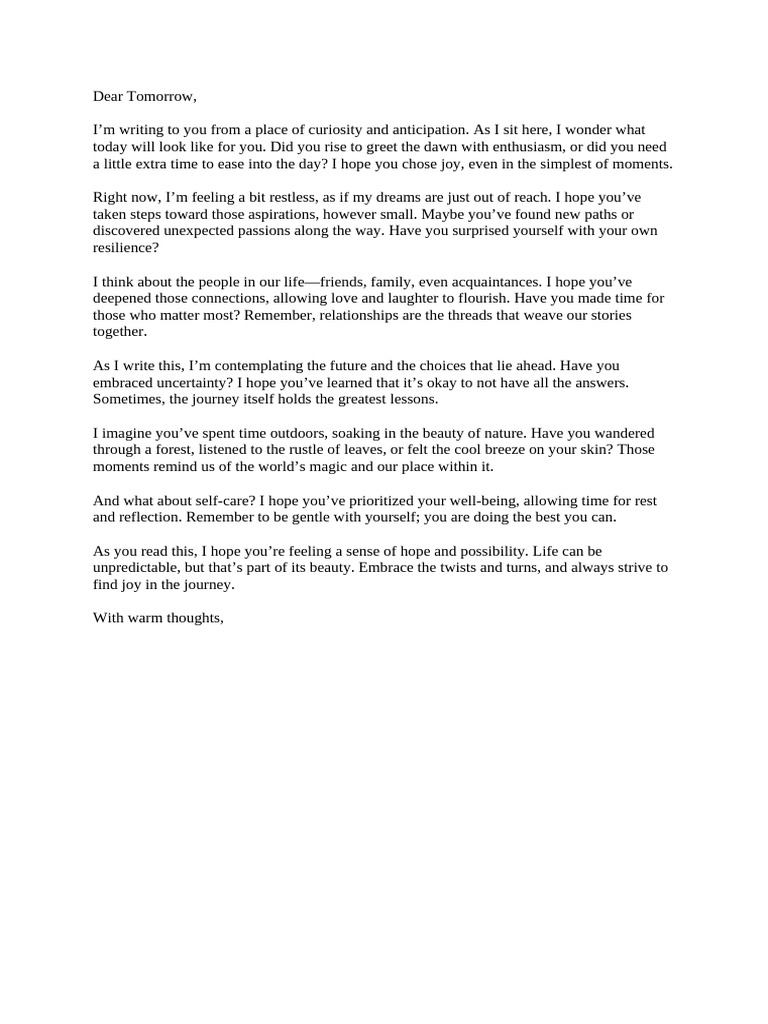 Letter To Tomorrow | PDF