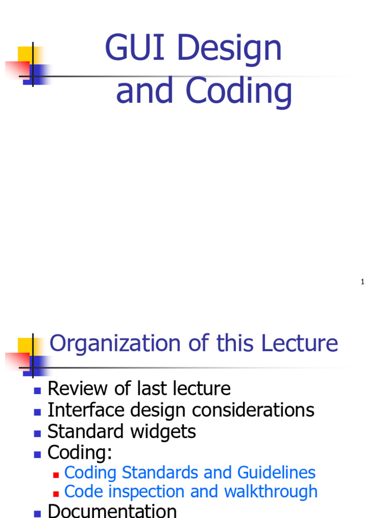 Lect 18-20 GUI dedign and coding | PDF