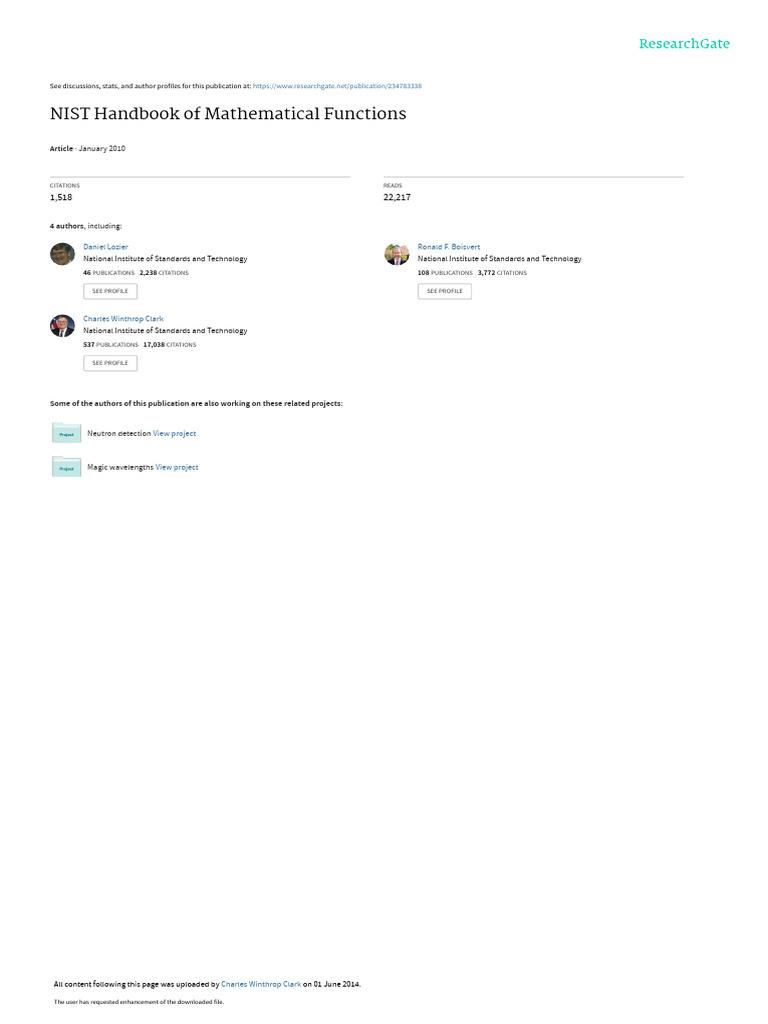 NIST Handbook of Mathematical Functions | PDF