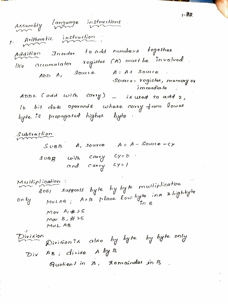 Assembly Language Instructions | PDF
