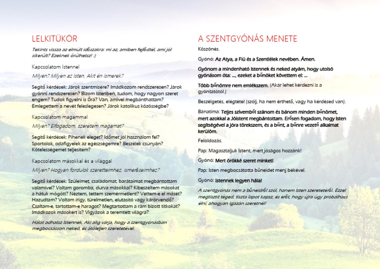 Lelkitükör Gyónás Menete Kompakt | PDF