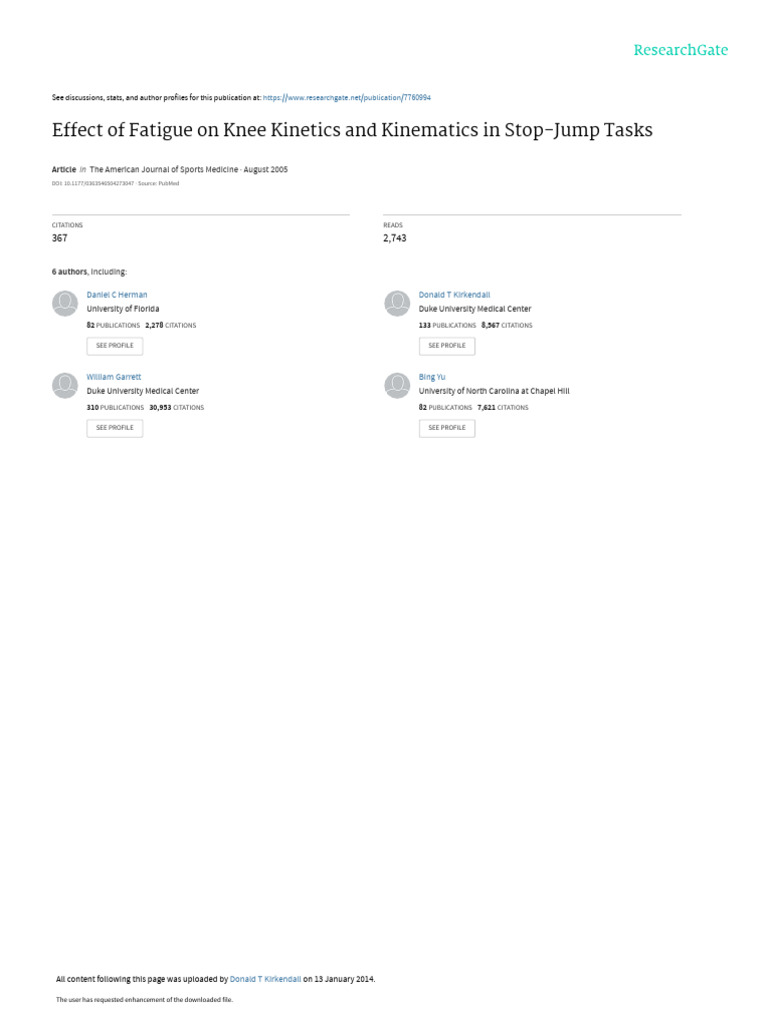 Effect of Fatigue by Stop Jump Tasks | PDF