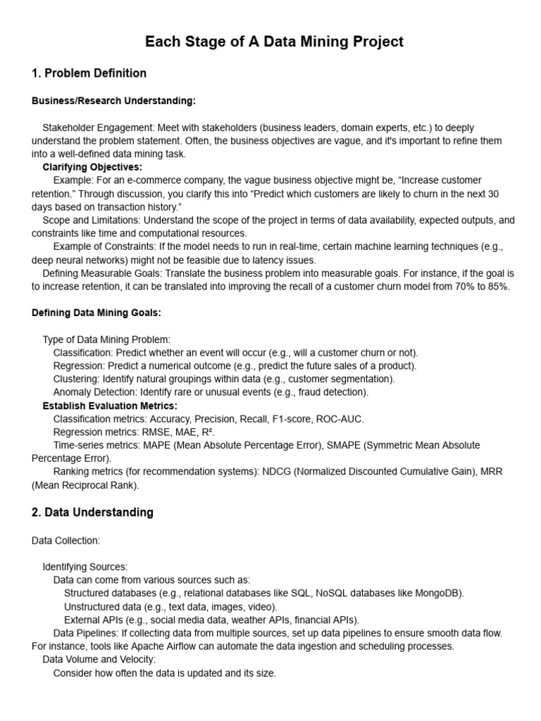 Each Stage of A Data Mining Project | PDF | Cross Validation (Statistics) | Teaching Methods ...