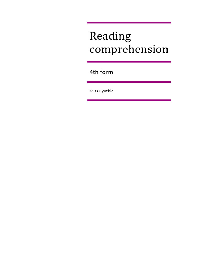 Reading Comprehension Pdf