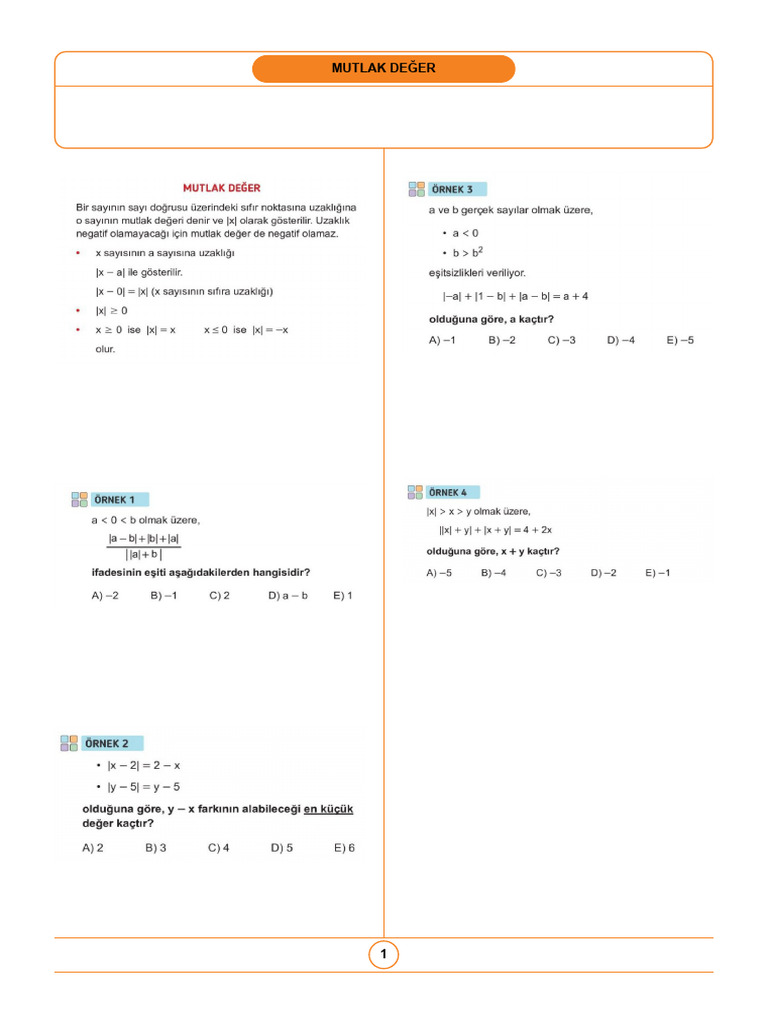 Mutlak Değer | PDF