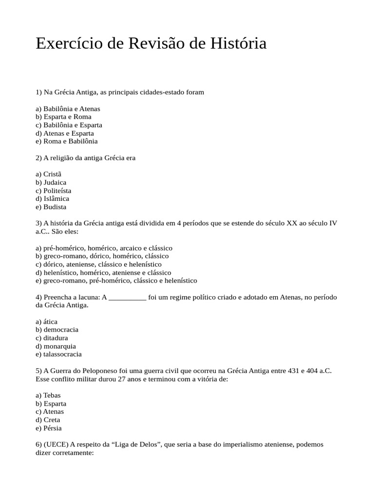 Exercicio de Historia | PDF