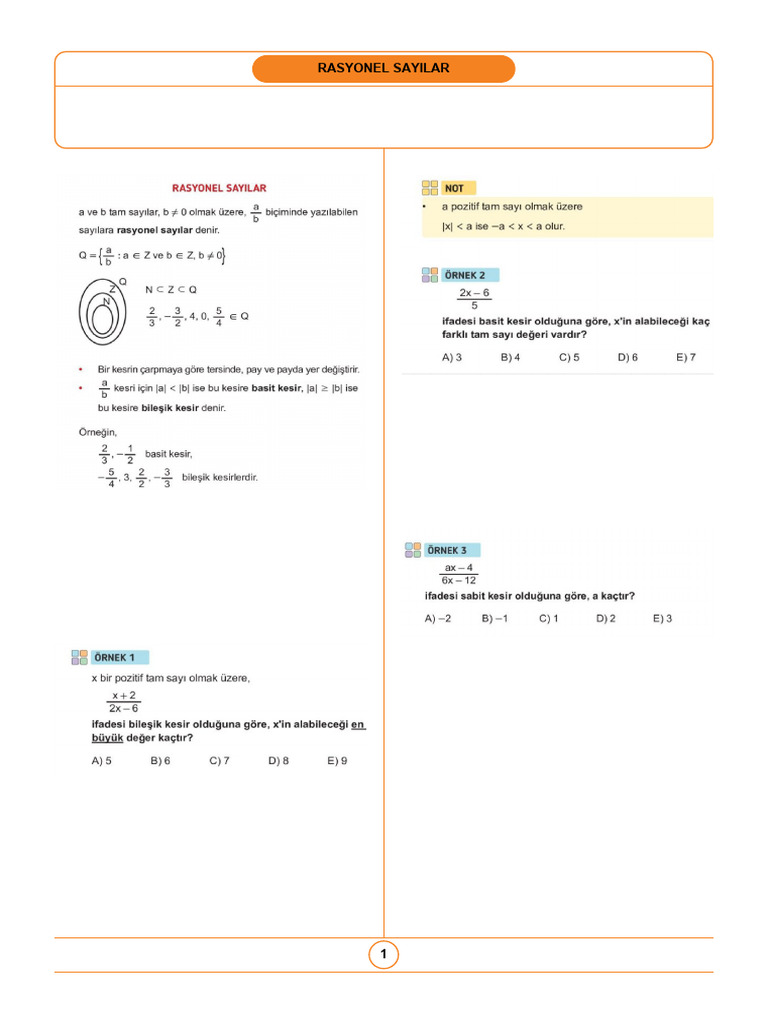 Rasyonel Sayilar | PDF