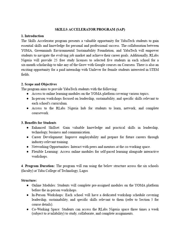 YabaTech Skills Accelerator Program | PDF | Entrepreneurship | Learning