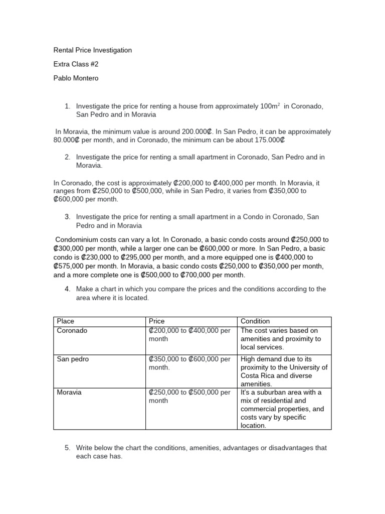 Rental Price Investigation | PDF