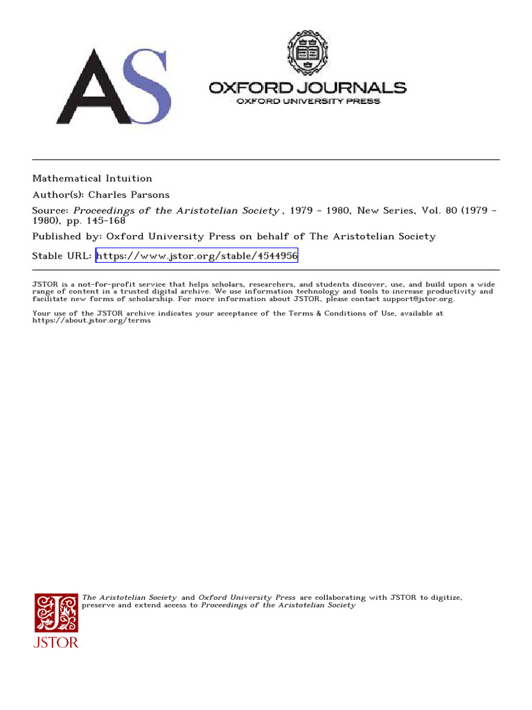 Parsons, C. - Mathematical Intuition | PDF